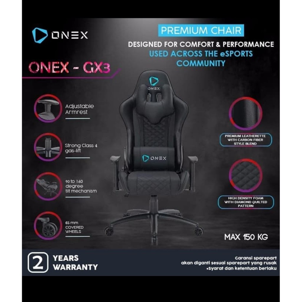 Jual ONEX GX3 Premium Quality Gaming Chair / Kursi Gaming | Shopee ...