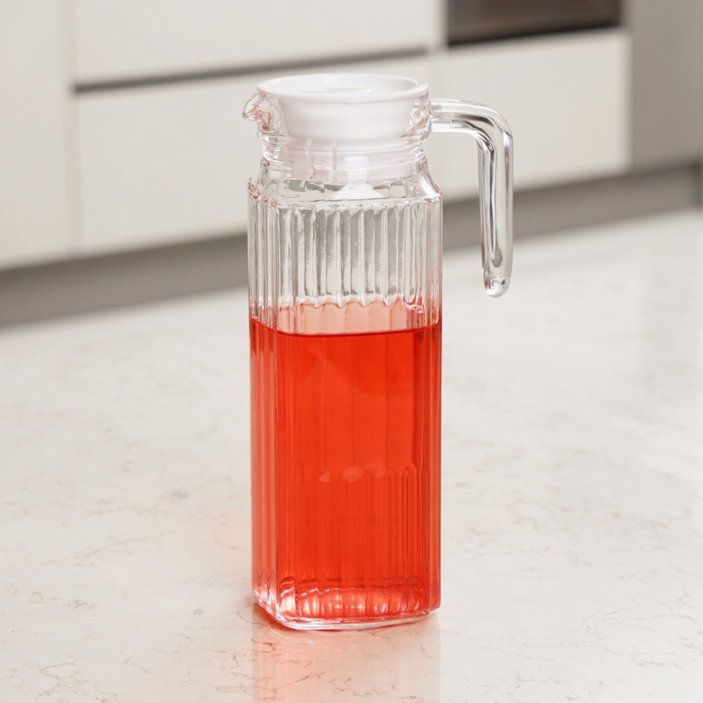 Jual Jug Pitcher Kotak Teko Tempat Minuman Air Es Jus Kaca Bening 1 ...