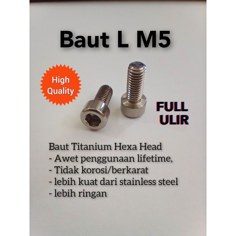 Jual Baut socket M5 x 12 BAUT Soket 5mm x 12mm BAUT L TITANIUM FOR ...