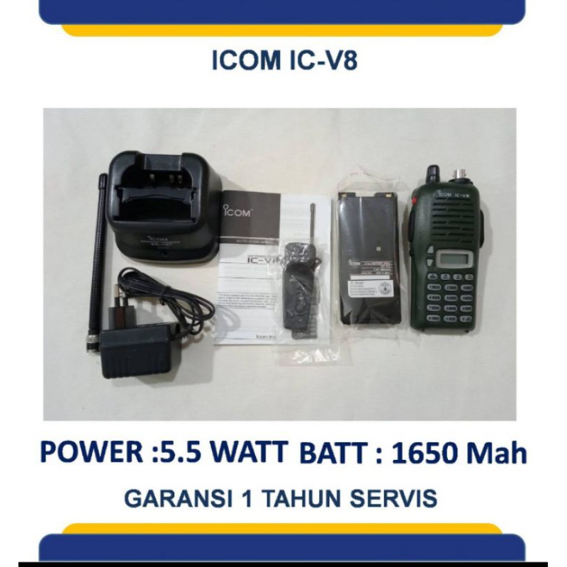Jual ICOM IC-V8, ht icom v8 jepang radio komunikasi single band vhf, litium battery murah ...