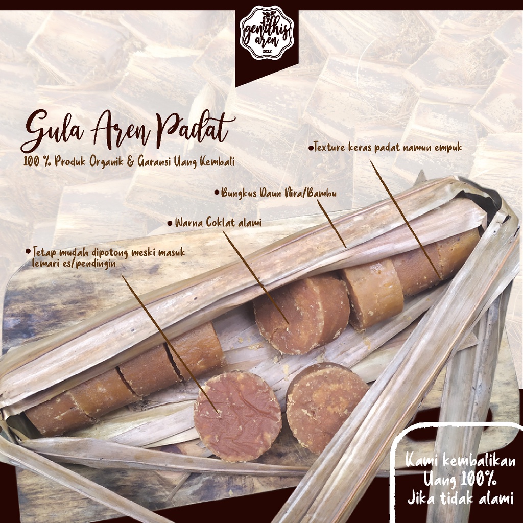 Jual Gula Aren Asli Kawung Organik 100% (PADAT TOROS KEMASAN DAUN ...