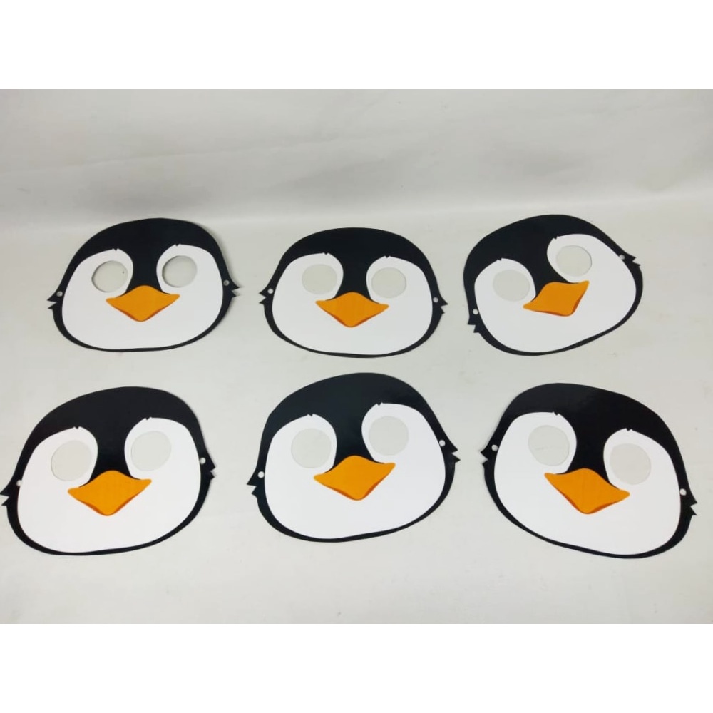 Jual topeng kertas pinguin / topeng ultah pinguin / topeng kertas tema ...