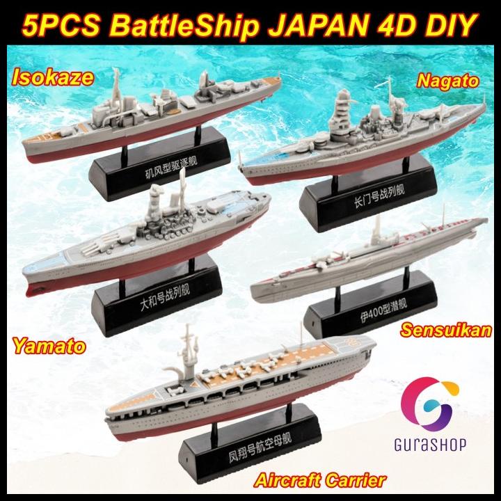 Jual 4D Model Diecast Miniatur 5 Kapal Perang Japanese Battleship ...