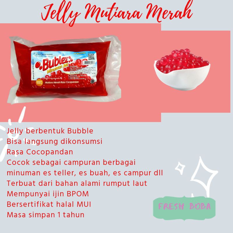 Jual Minuman jelly topping bublez mutiara merah rasa cocopandan ...