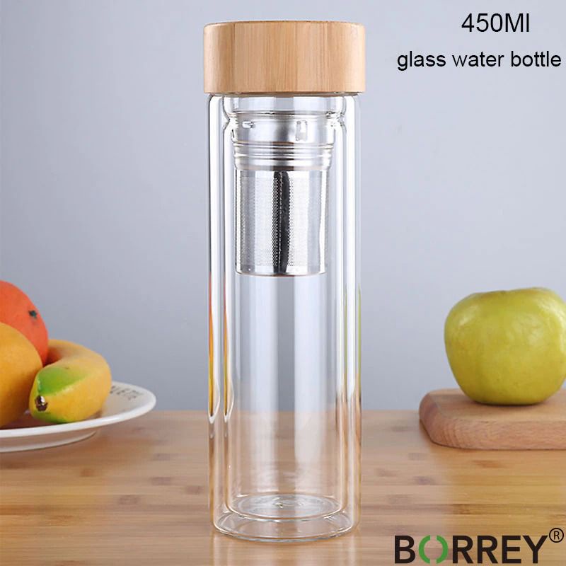 Jual Botol kotak wadah tempat air minum kaca estetik/ Tumbler dengan pengaringan/ infuser filter ...