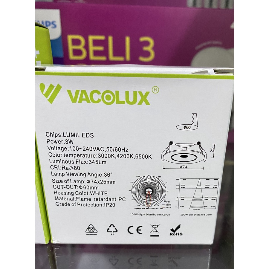 Jual LED Ceiling Light VACOLUX 3 Watt / 6 Watt / 10 Watt Lampu ...