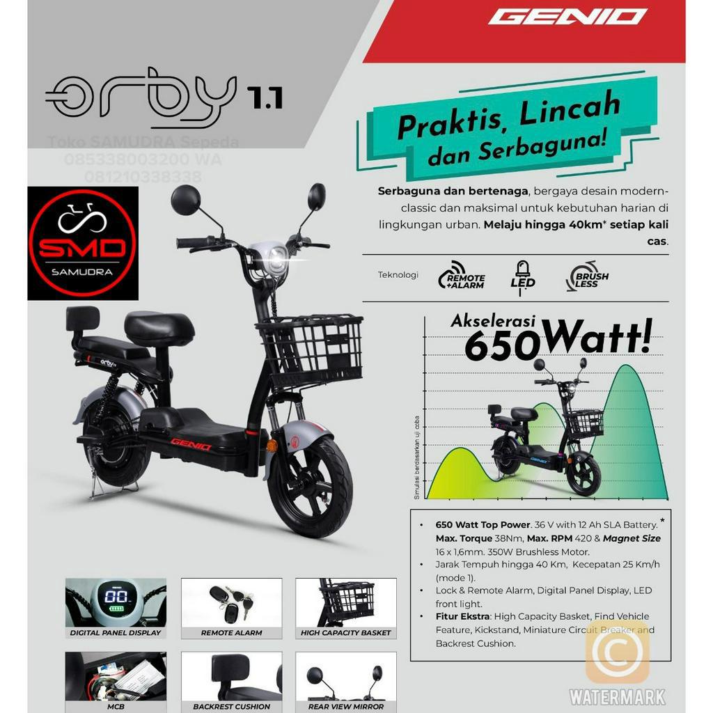 Jual Sepeda Listrik Ebike Genio Orby 1.1 1.0 350W 36V 12AH Murah BDG ...