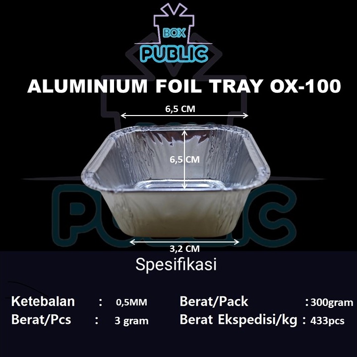 Jual WADAH Alumunium foil tray OX 100 + tutup / cup aluminium OX-100 110ml | Shopee Indonesia