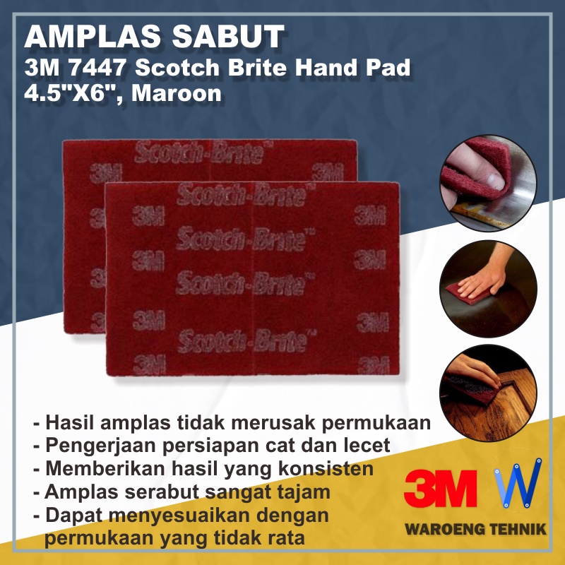 Jual Amplas Sabut 3M 7447 Scotch Brite 4,5" x 6" Maroon ( 1 pak isi 5 ...
