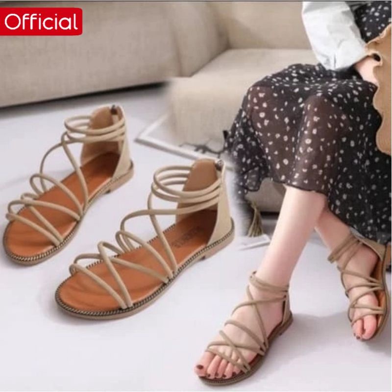 Jual Mh17 Sandal Sendal Wanita Flat Flatshoes Pantai Jelly Teplek Tali ...