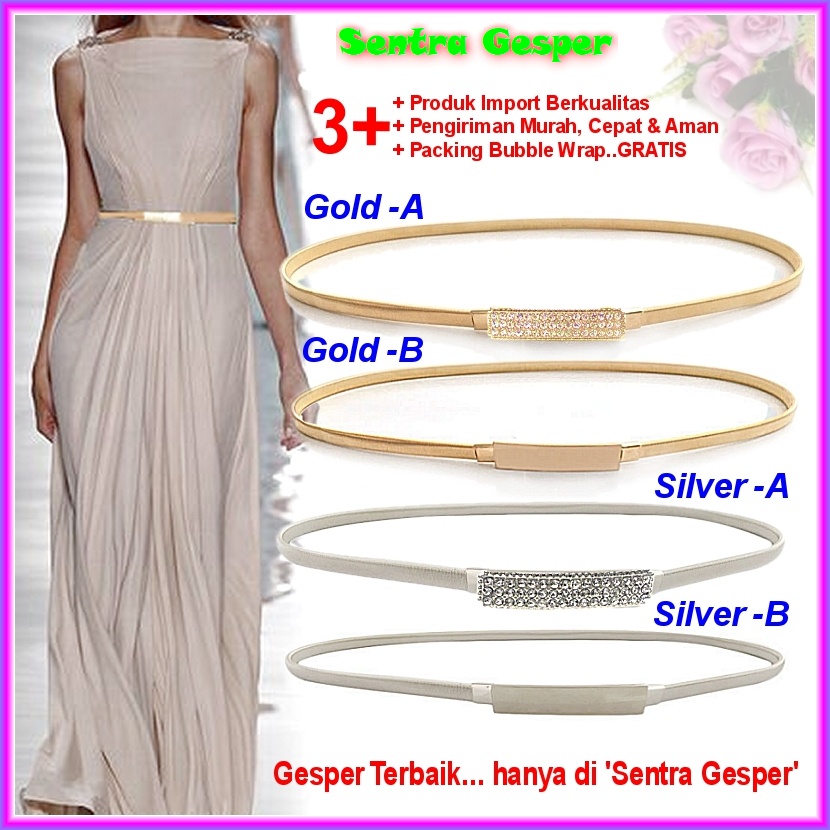 Jual Ikat Pinggang Belt Fashion Sabuk Wanita Gesper Cewek Daun Per Tali Elastis obi Pernikahan ...