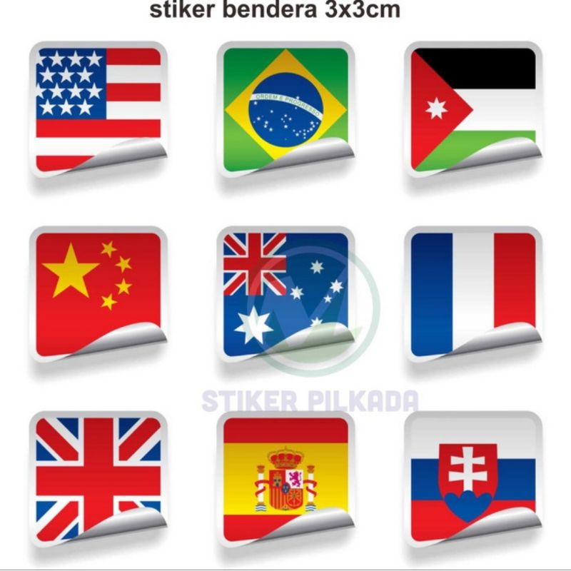 Jual stiker bendera 3x3cm | Shopee Indonesia