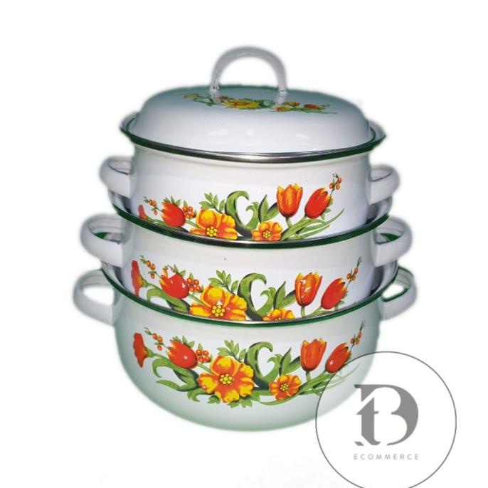 Jual Calypso Casserole Enamel Panci Pot 3 Set Corak Bunga (Reject ...