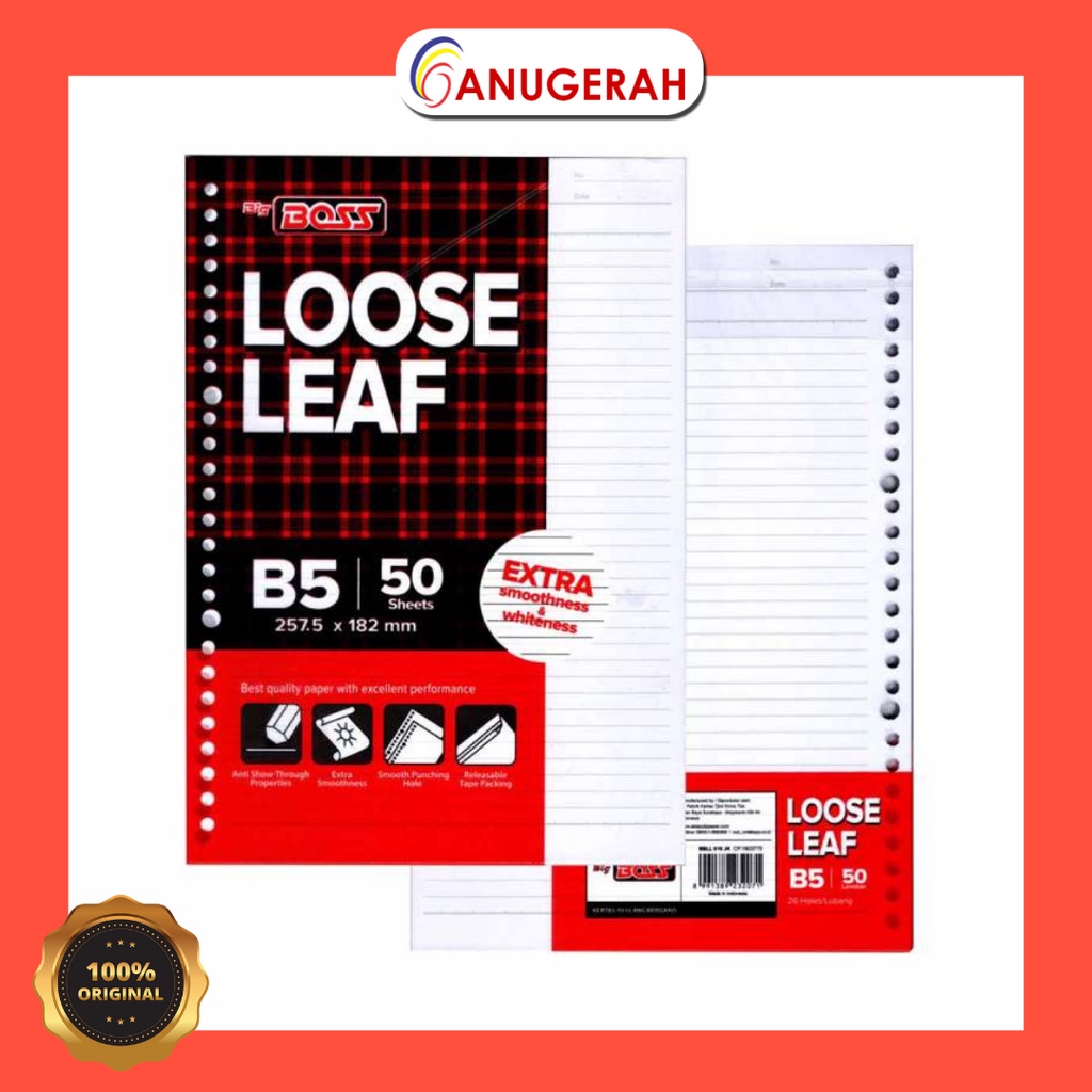 Jual BIG BOSS B5 50 LOOSE LEAF GARIS / ISI BINDER | Shopee Indonesia