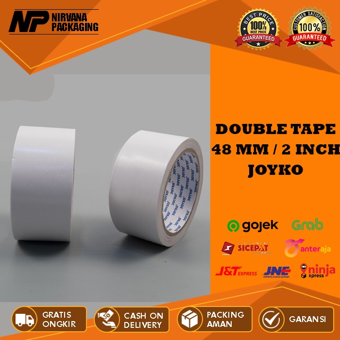 Jual DOUBLE TAPE DOBEL TIP 2 INCH 48 MM X 15 YARD JOYKO TAPE KUALITAS ...