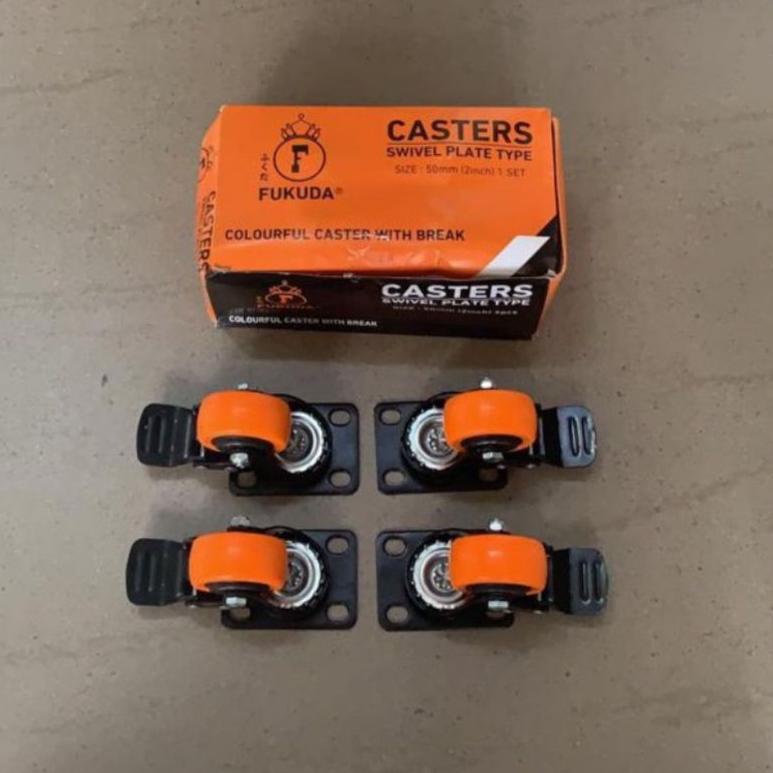 Jual Roda Caster Roda Etalase Roda Troli Fukuda 2 Inch 1Set 4 Pcs ...