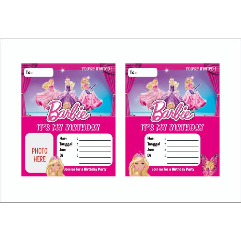 Jual Undangan Barbie CUSTOM TEXT+FOTO | Shopee Indonesia