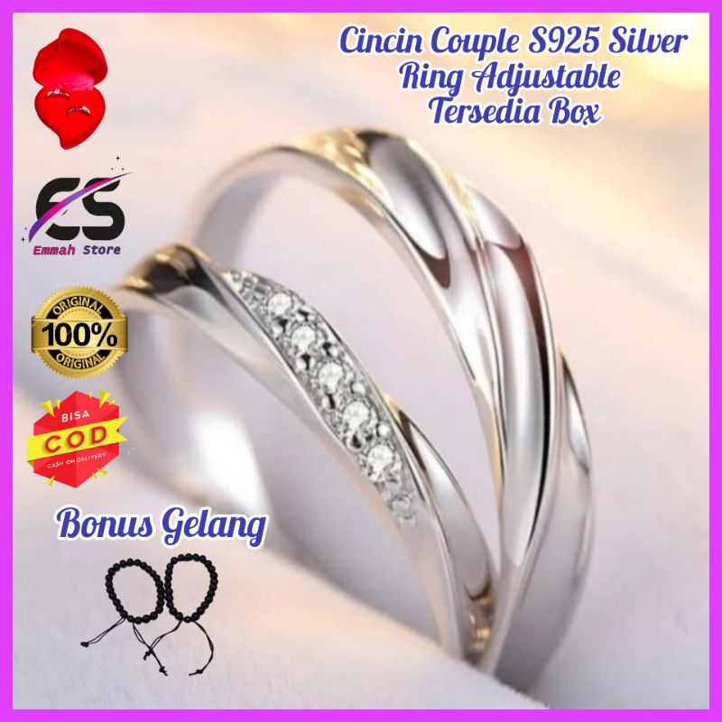 Jual Cincin Couple Perak 925 Ring Pria Wanita Cicin Tunangan Kawin ...