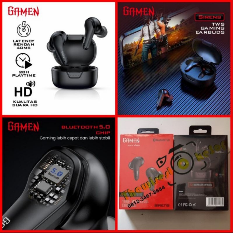 Jual TWS Gamen Sirens Gaming Wireless Headset Earphone Bluetooth Ultra ...