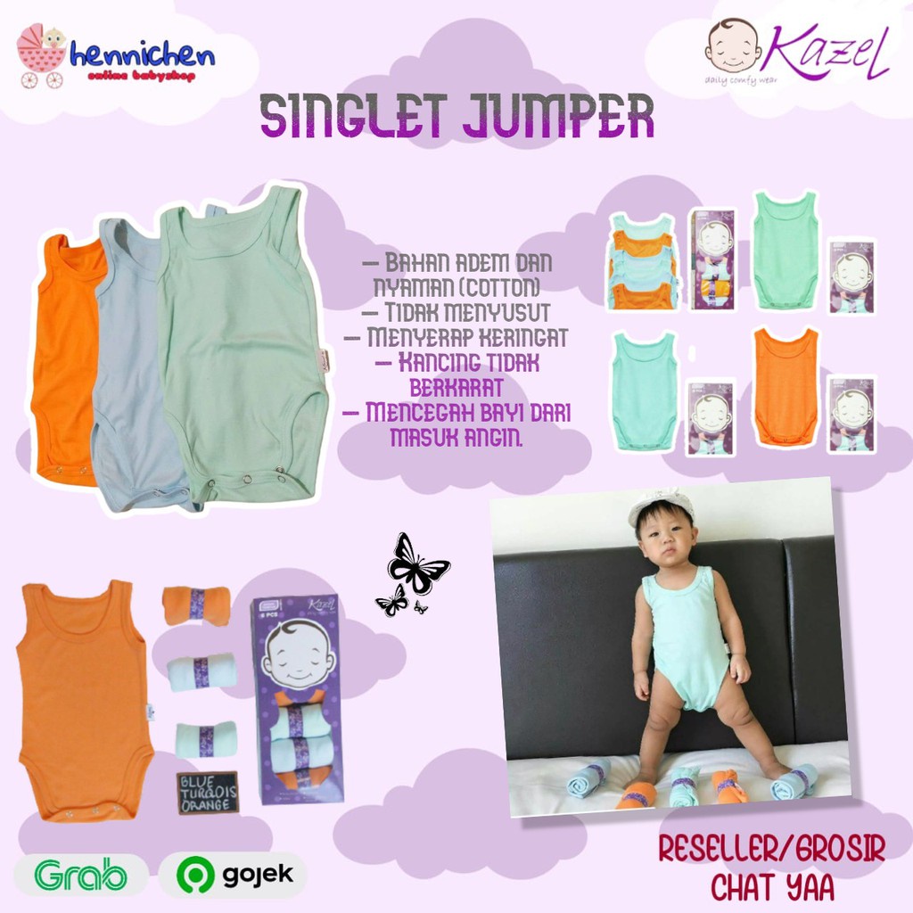 Jual KAZEL SINGLET JUMPER NEW COLOR BAJU ANAK / TANKTOP JUMPER / BAJU BAYI ( 1 PCS / 6 PCS ...