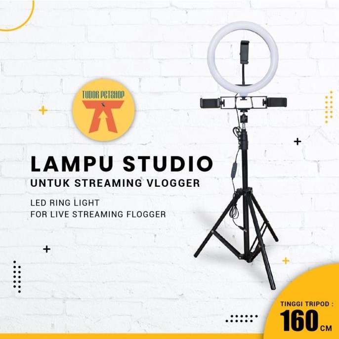 Jual LED Ring Light + Tripod for Live Streaming Vlogger 26cm/Lampu ...