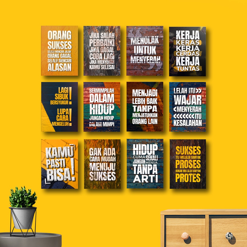 Jual OMAGES Hiasan dinding lukisan kantor poster Kata motivasi Kerja ...