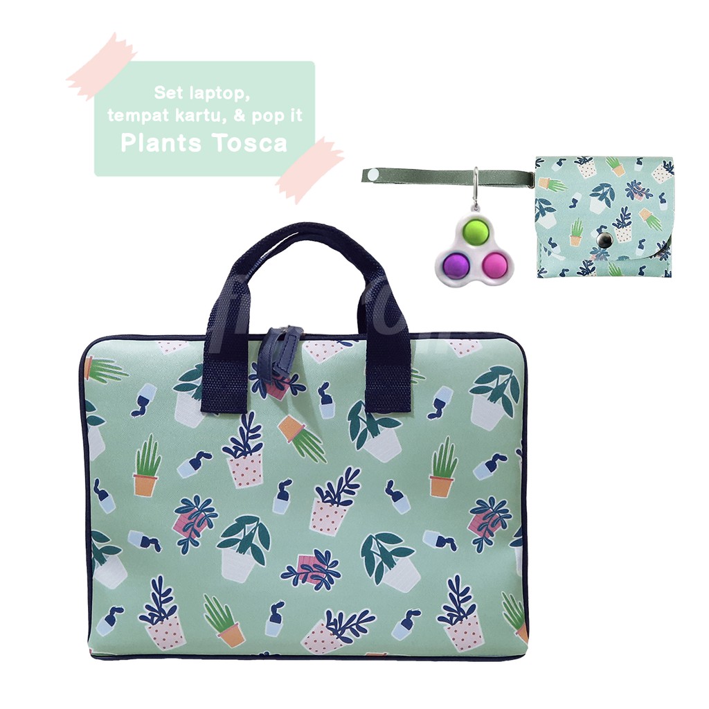Jual Shifra Tas Laptop Jinjing Tenteng Gambar Daun Plants | Shopee ...