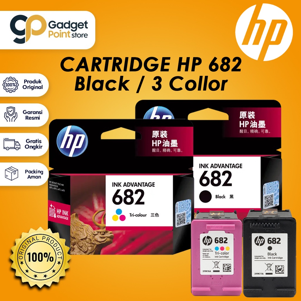 Jual Tinta HP Original 682 Tri-Color / 682 Black | Shopee Indonesia