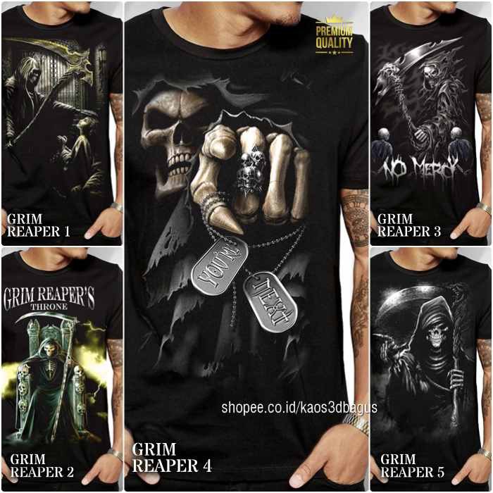 Jual Baju KAOS TENGKORAK | Kaos GOTHIC | Kaos GRIM REAPER Angel Of ...