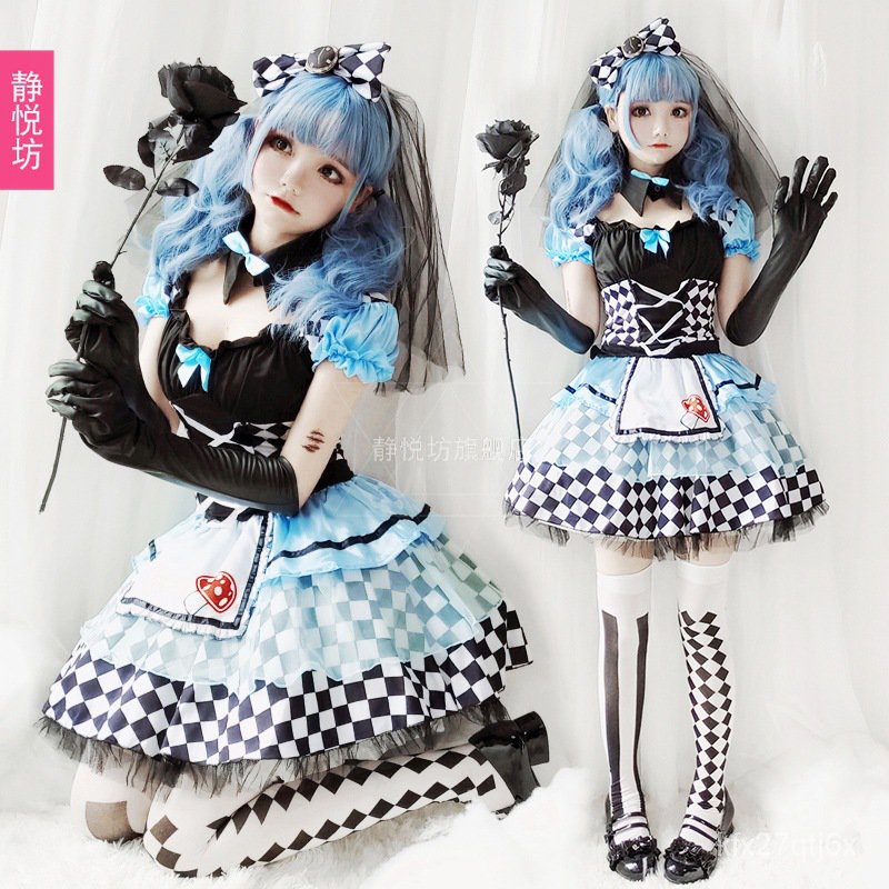 Jual Halloween Costume Adult maid Alice vampire Clown Costume Lolita ...