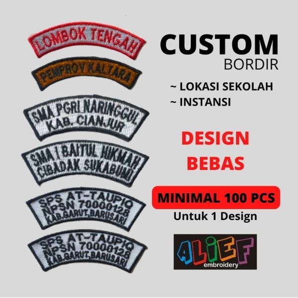 Jual Custom Bed Badge Patch Bordir Lokasi Sekolah Dan Instansi NOMOR ...