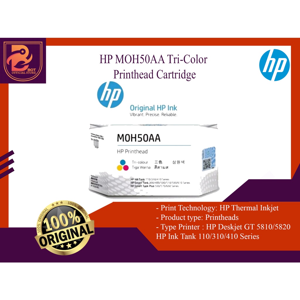Jual Print Head HP Black Colour Cartridge M0H51AA MOH50AAHP GT5810 ...