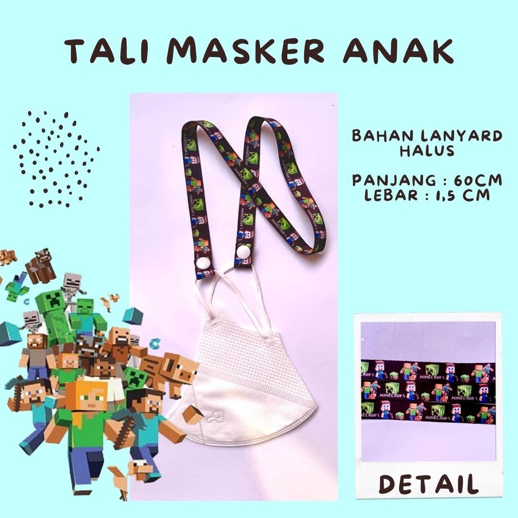 Jual Tali Masker Anak bahan lanyard halus Karakter Minecraft | Shopee ...