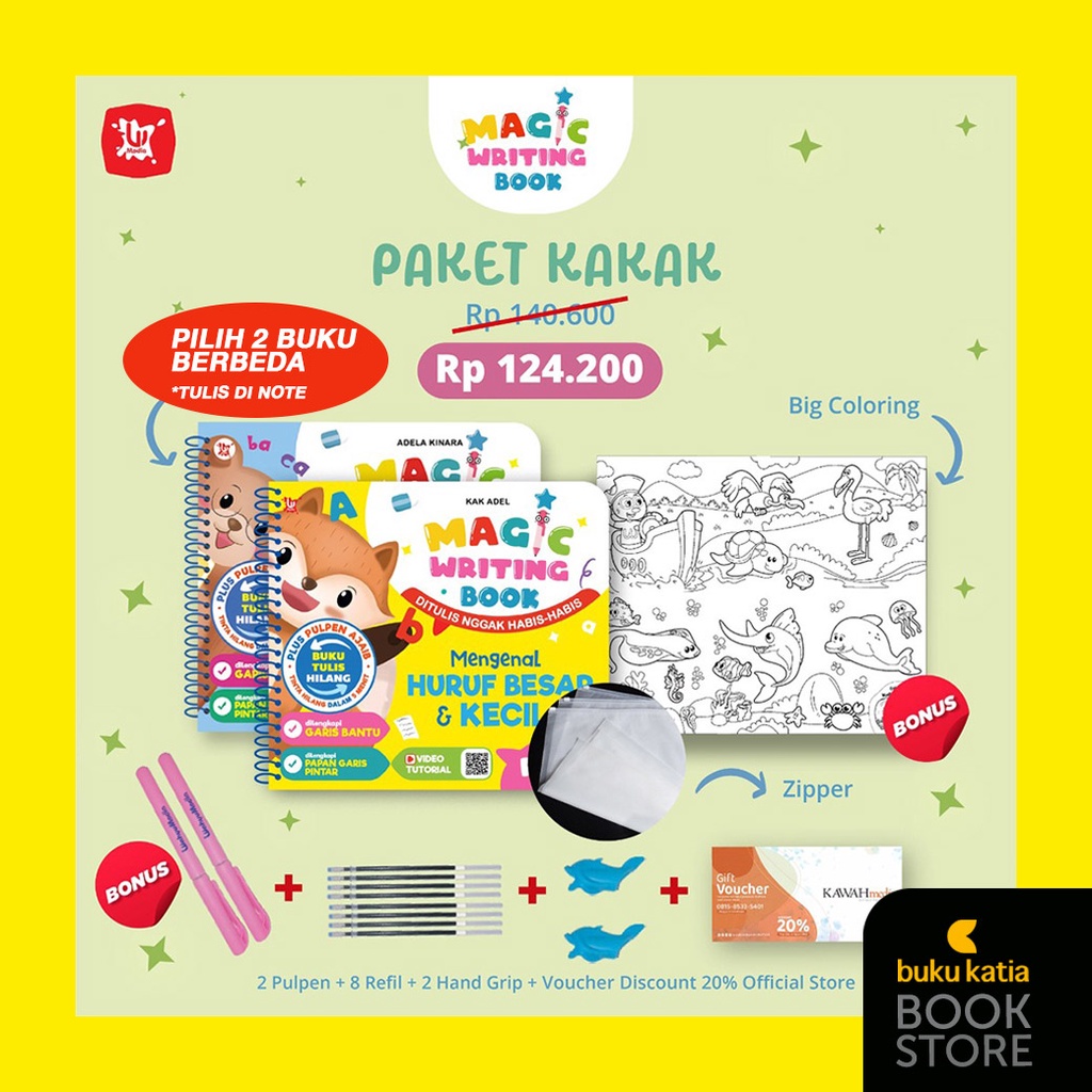 Jual MAGIC WRITING BOOK; MENGENAL HURUF DAN KOSAKATA; MENGENAL GARIS ...
