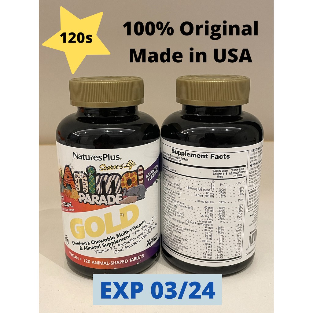Jual Animal Parade Gold 120 tablet Nature’s Plus Children Chewable ...