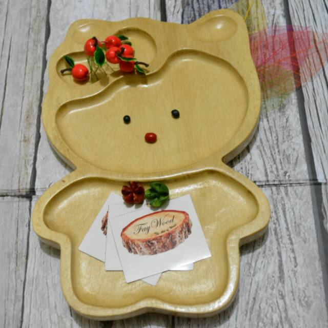 Jual Piring kayu bentuk hello kitty | Shopee Indonesia
