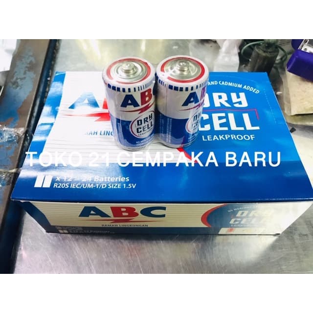 Jual Baterai ABC BIRU Tipe R20S 1 BOX isi 24 PCS | Batre ABC BIRU R20 D ...