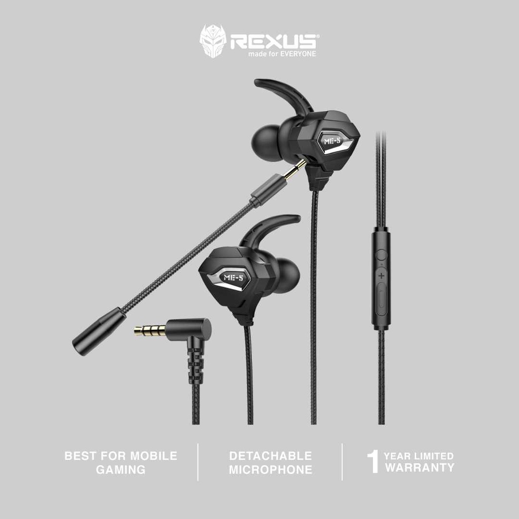 Jual Rexus Earphone Gaming ME-5 / ME5 with Dual Microphone Free ...