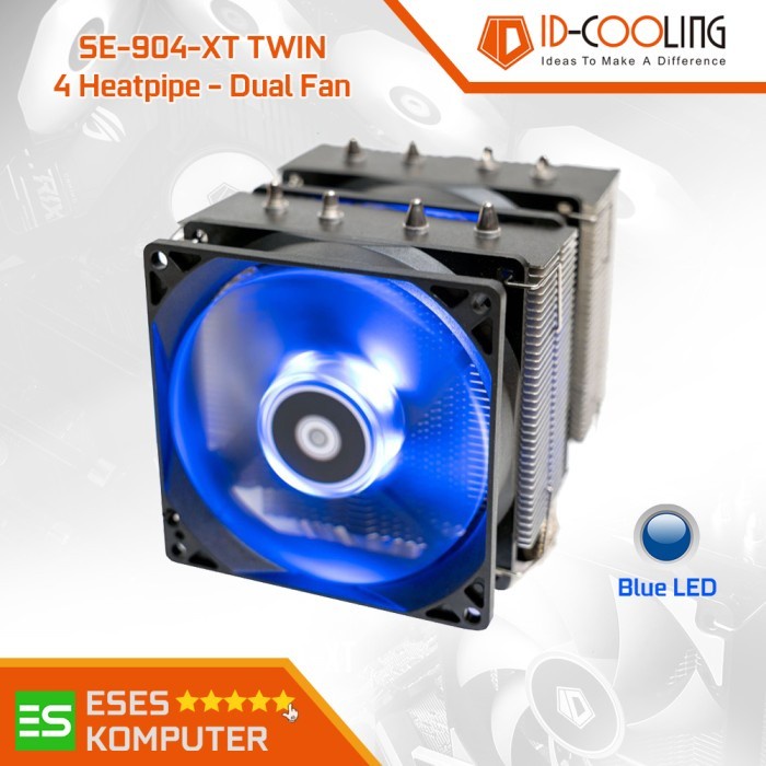 Jual ID-COOLING SE-904-XT TWIN Blue LED 92MM AIR CPU Cooler HSF Intel ...