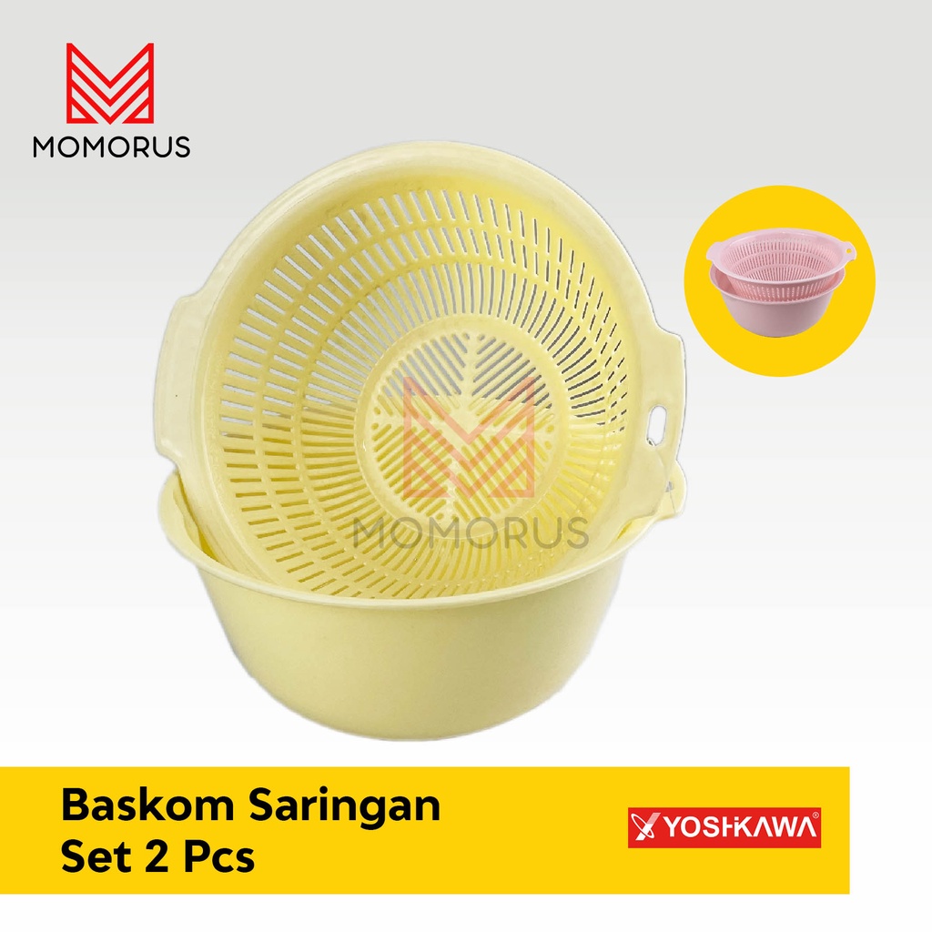 Jual Saringan Baskom 2Layer Yoshikawa Baskom Saringan Set Baskom ...