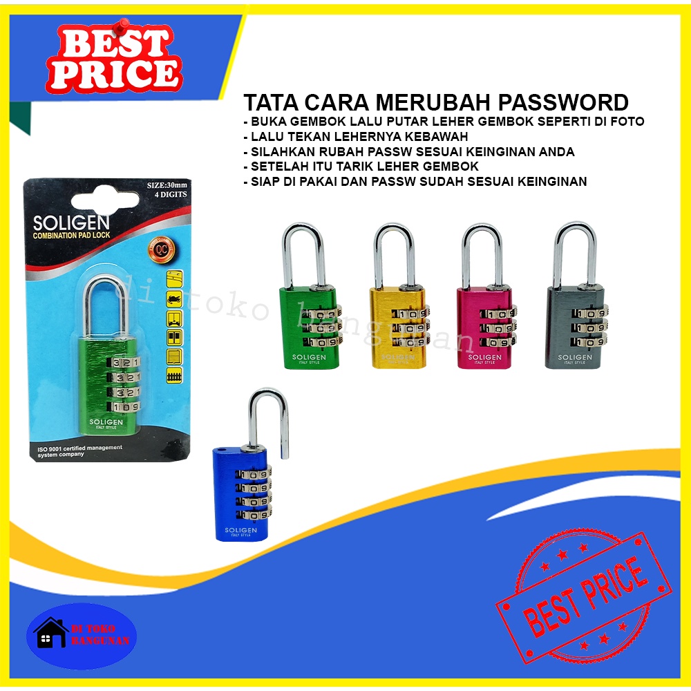 Jual Gembok Nomor Kecil Gembok Pin Digital Gembok Koper Pin Dapat ...