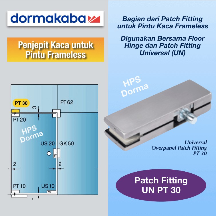 Jual Patch Fitting Dorma UN PT 30 ( Penjepit Kaca ) | Shopee Indonesia