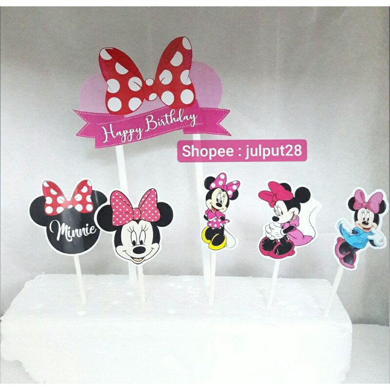 Jual topper tusuk kertas karakter Minnie Mouse hiasan kue | Shopee Indonesia