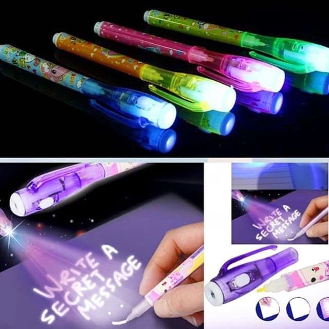 Jual isi 12 Invisible Pen Pulpen Ajaib dengan Sinar Ultraviolet Pulpen ...