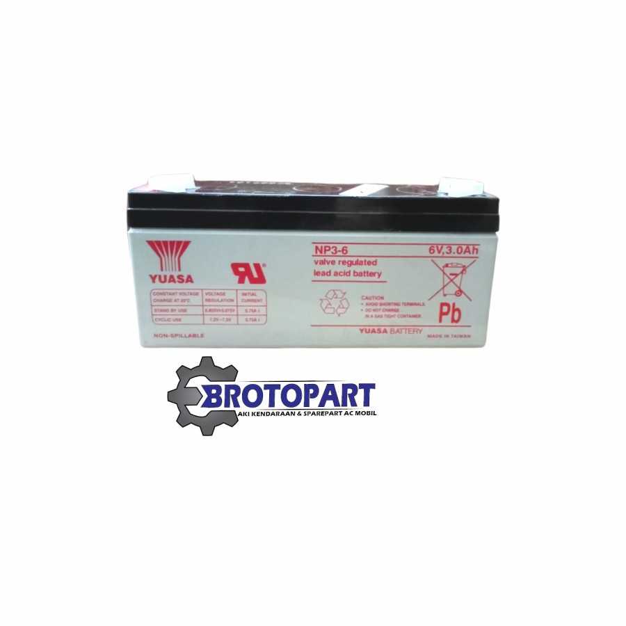 Jual Aki Battery VRLA YUASA NP3-6 6V 3Ah Original Batre NP yuasa ...