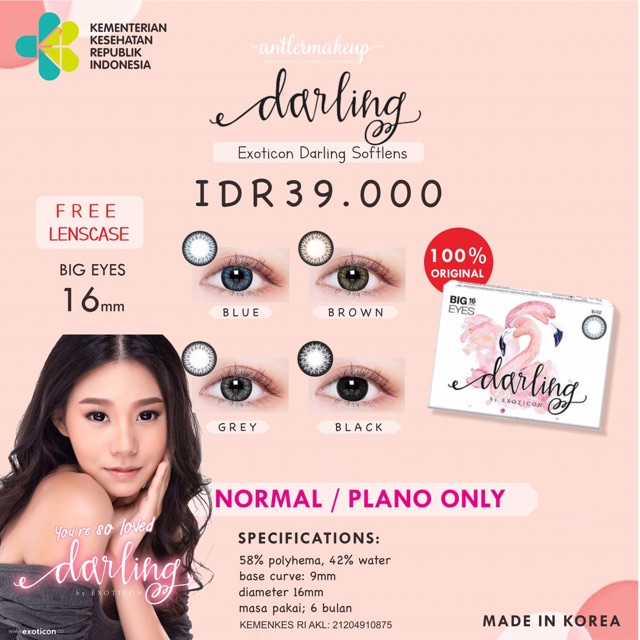 Jual Darling Softlens Soft Lens NORMAL Only | Shopee Indonesia