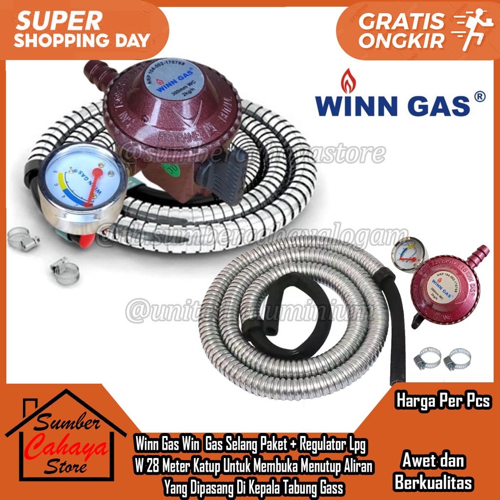 Jual Winn Gas Win Gas Selang Paket + Regulator Lpg W 28 M Mtr Meter ...