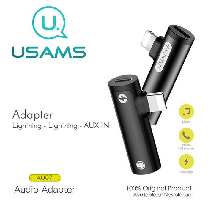 Jual USAMS - Wireless T Shape Adapter AU07 Lightning - Lightning+AUX 3. ...