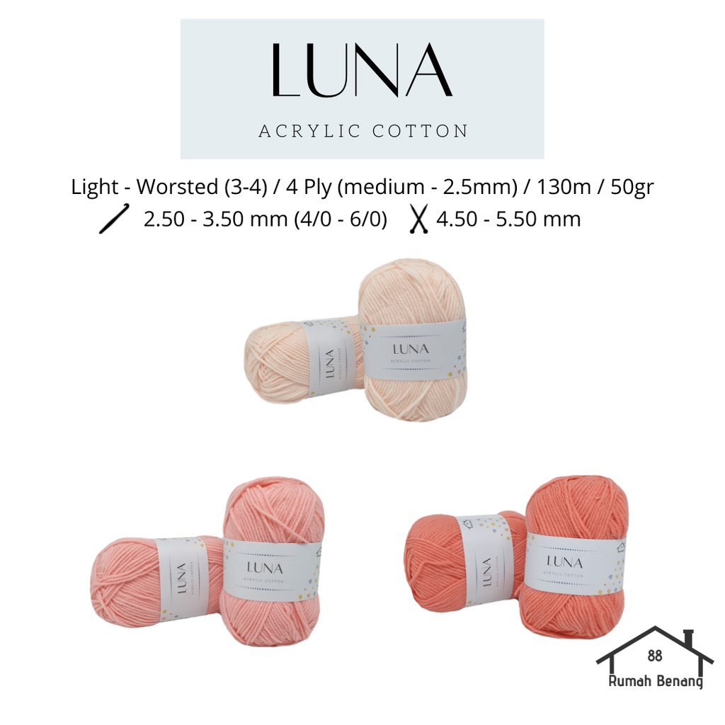 Jual RB88 Benang Rajut LUNA Acrylic Cotton/Katun Akrilik - Salem ...