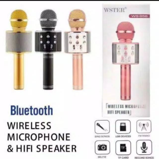 Jual Mic karaoke mikrofon wireless bluetooth mic smule errly wster WS 858 w-ster | Shopee Indonesia